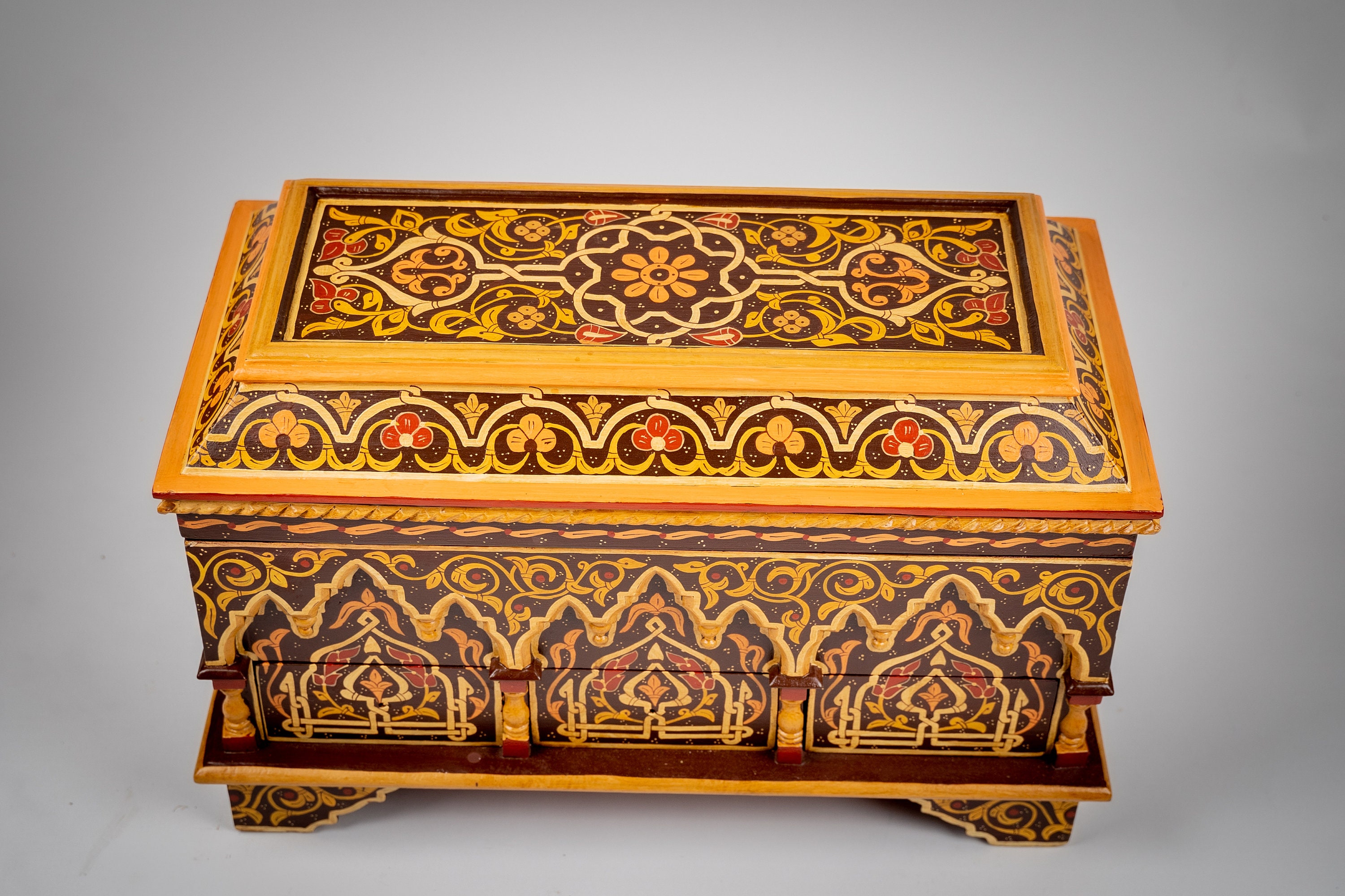 Moroccan Wooden Box- Hand Painted Chest- Arabic Wooden Chest - Etsy