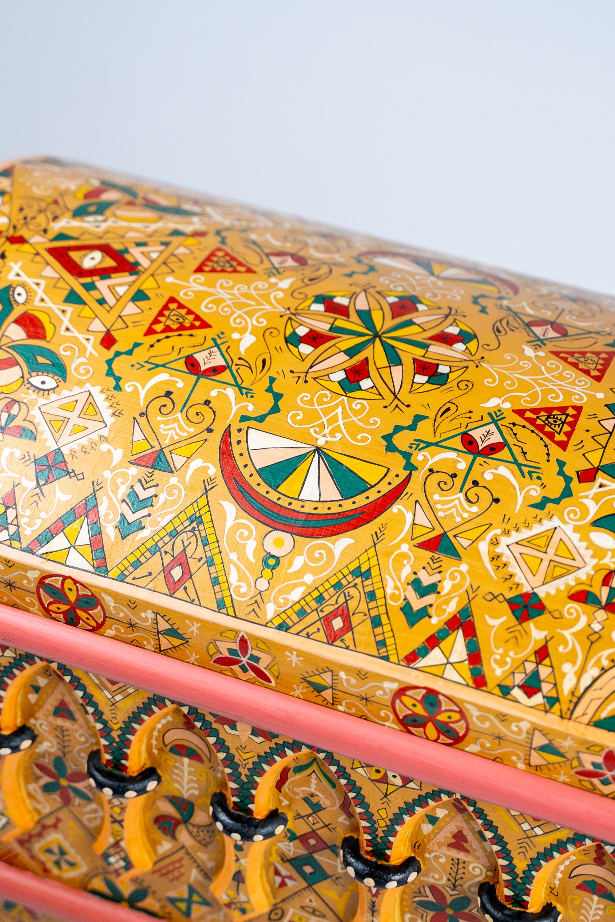 Bohemian Chest of Drawers- Hand-painted Berber Art- Tribal Wooden Chest ...