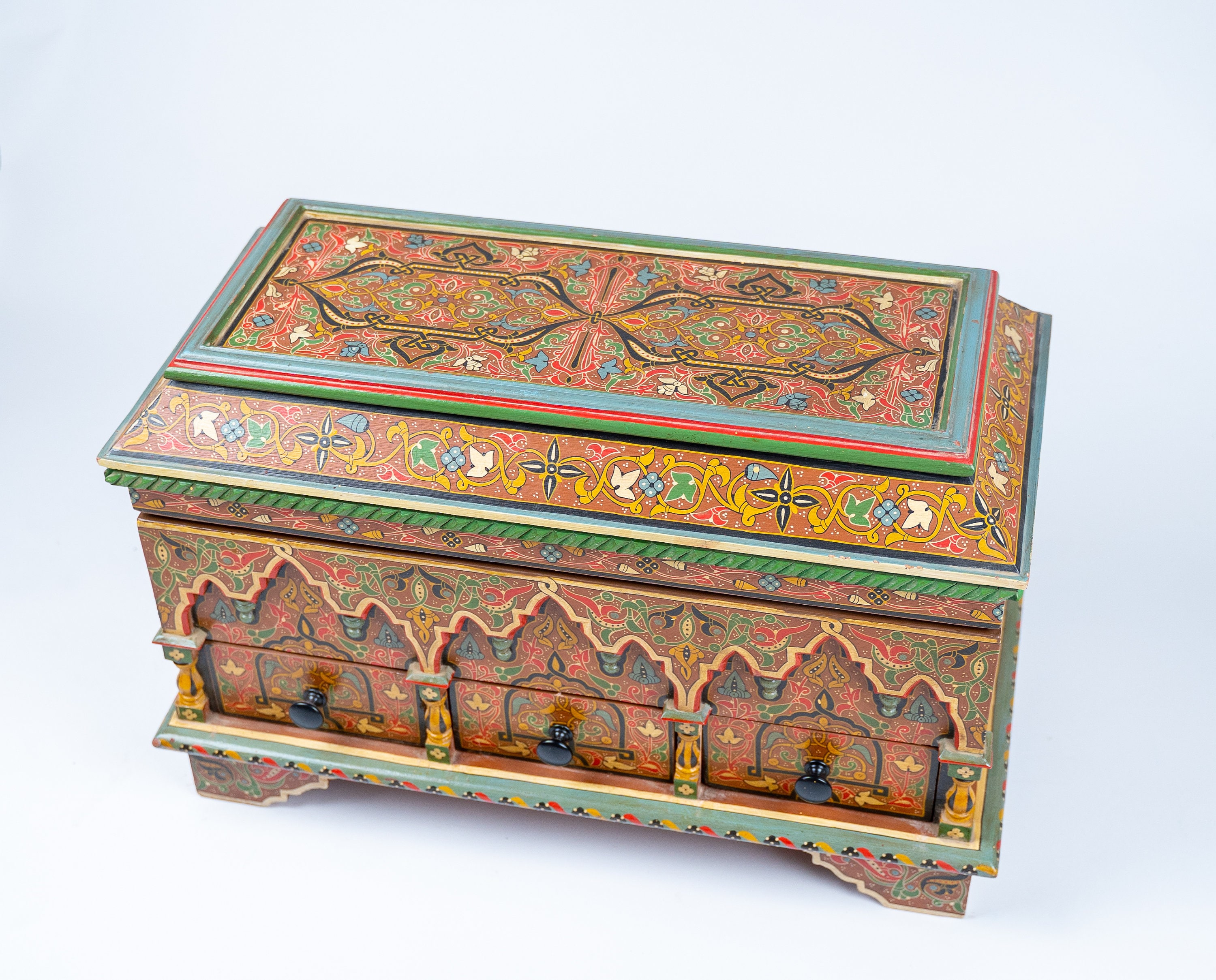 Moroccan Wooden Box Hand Painted Chest Arabic Wooden Chest - Etsy