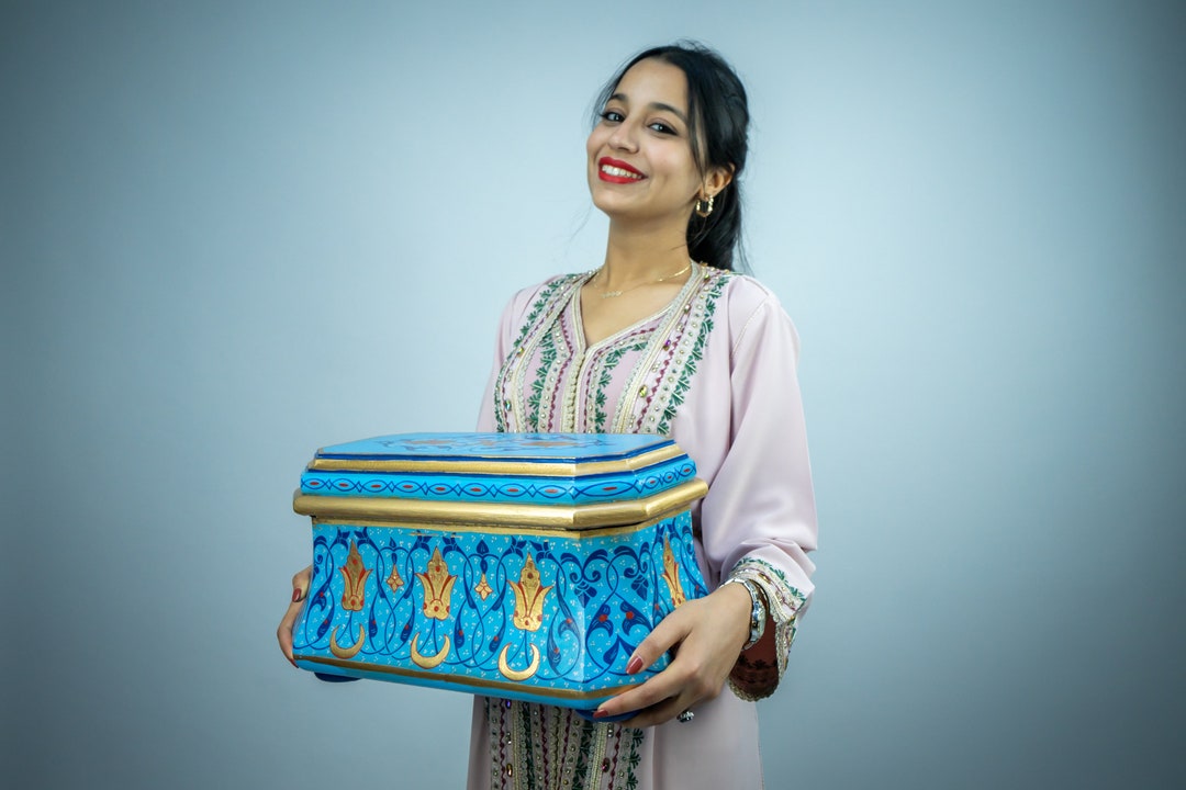 Moroccan Wooden Box- Hand Painted Chest- Arabic Wooden Chest - Etsy