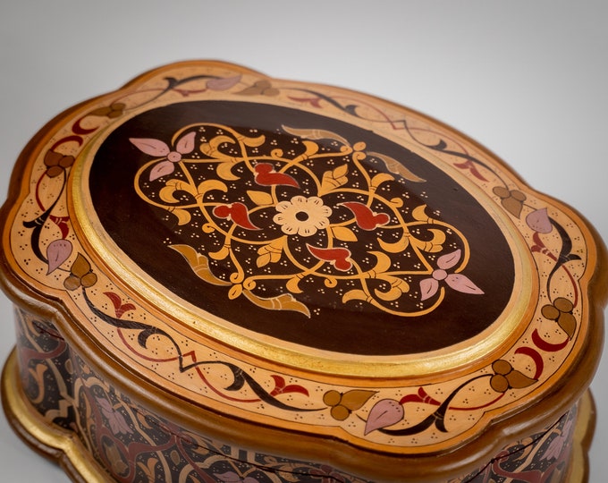 Small Vintage Wood Chest With Drawer Tole Painted Roses Shabby Chic ...