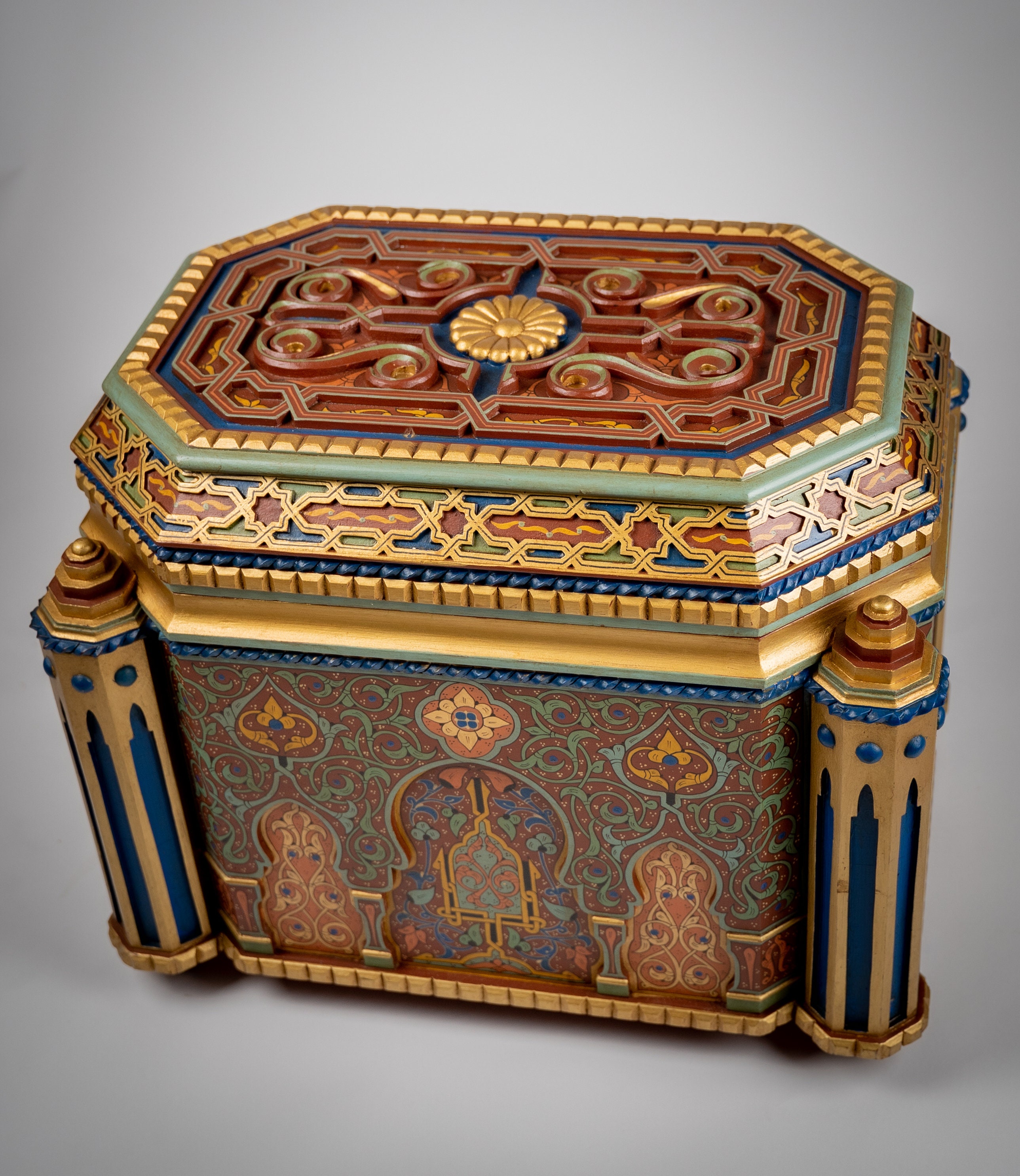 Hand-carved Moroccan Chest-hand Painted Chest-intricate Wood Carving ...