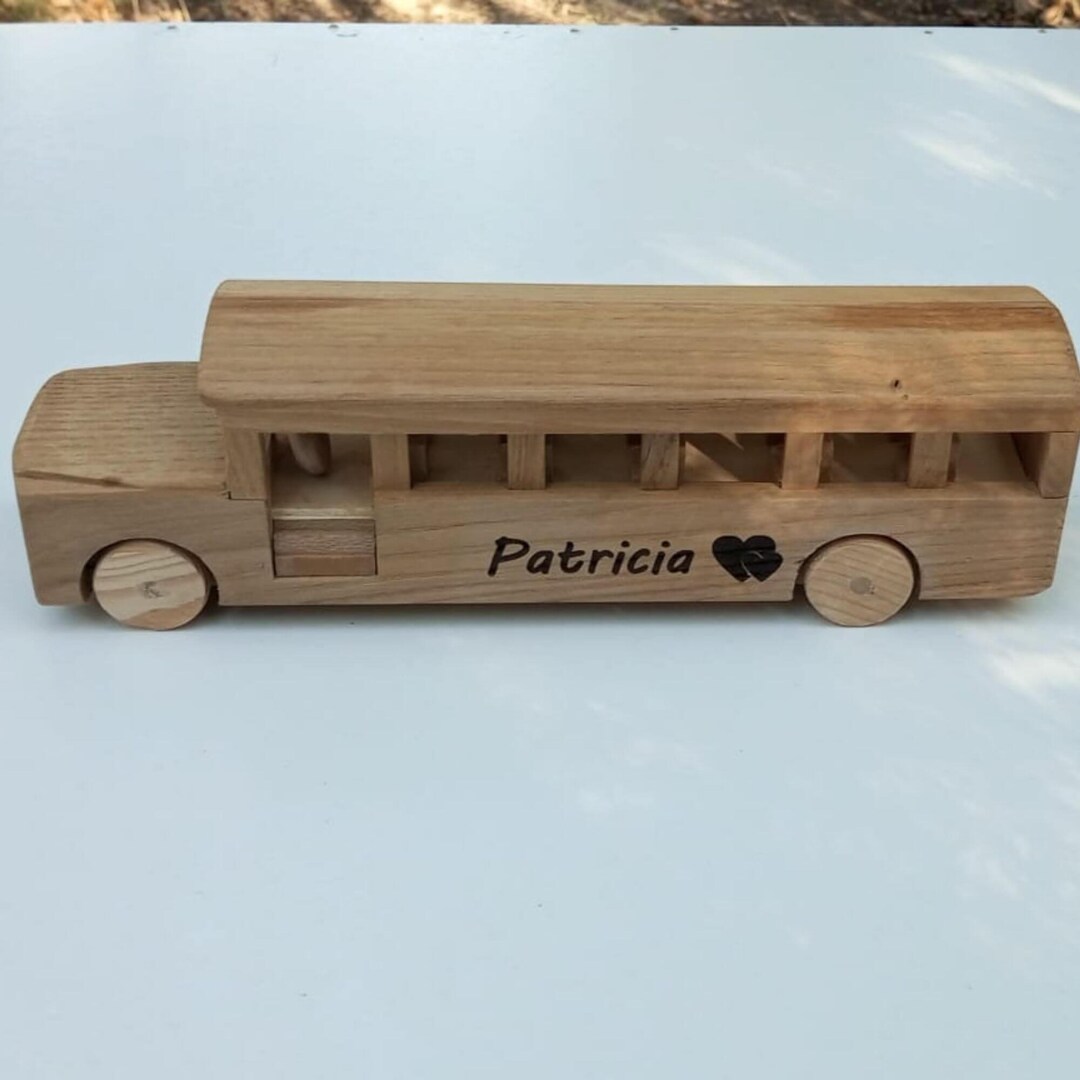 Personalized Wooden School Bus Toy, Customize Wooden Bus Toys, School ...