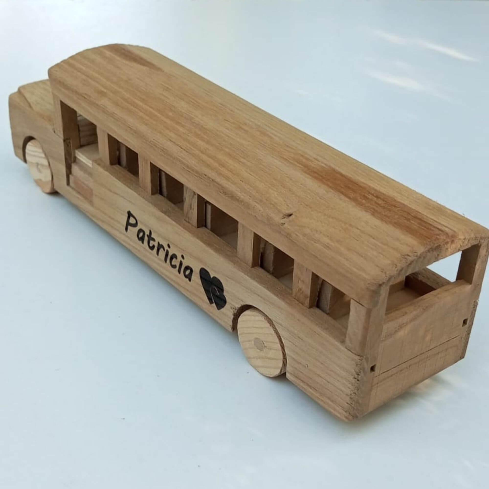 Personalized Wooden School Bus Toy, Customize Wooden Bus Toys, School ...