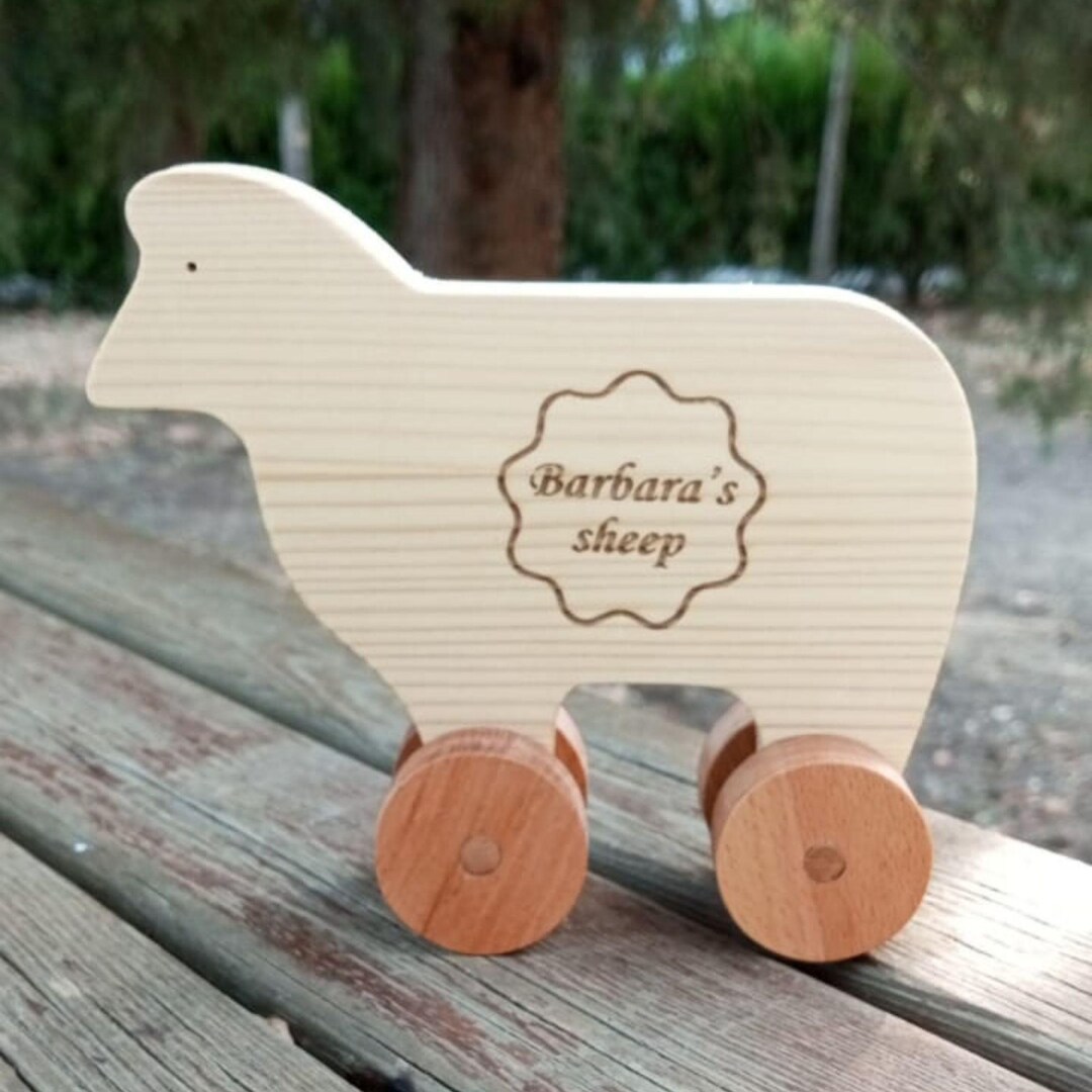 Personalized Wooden Sheep Toy, Natural Wood Sheep, Handmade Animal Toy ...