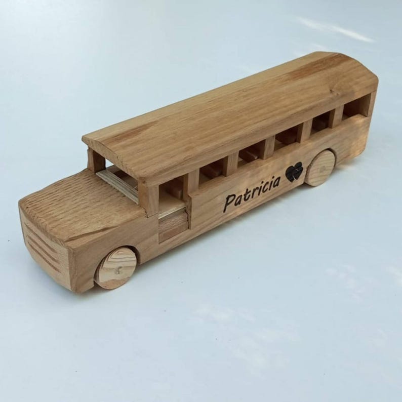 Personalized Wooden Bus, Minimalist Decor, Eco-friendly Wooden Toy ...