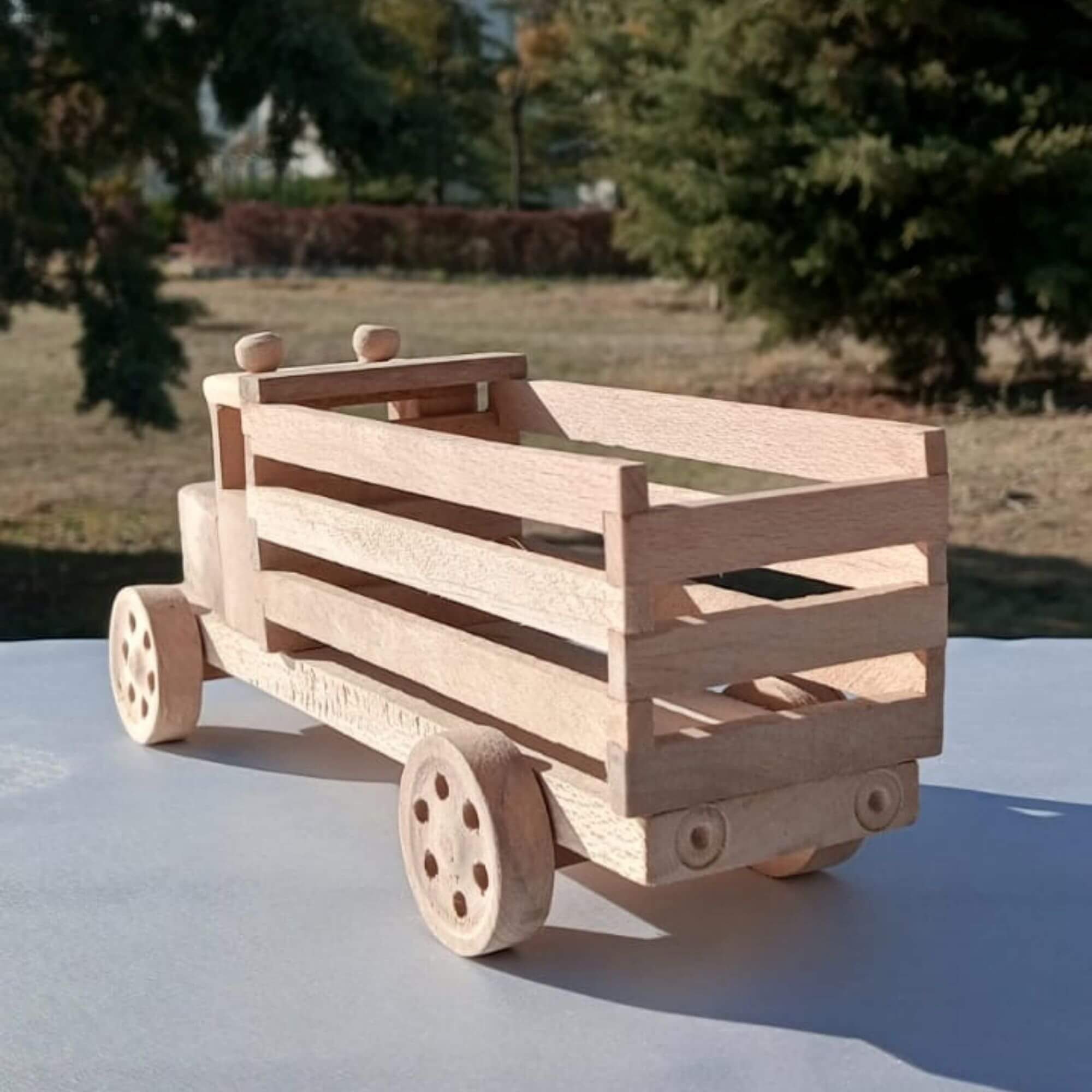 Personalized Wooden Animal Truck Toy - Natural Handmade Unpainted Wood ...