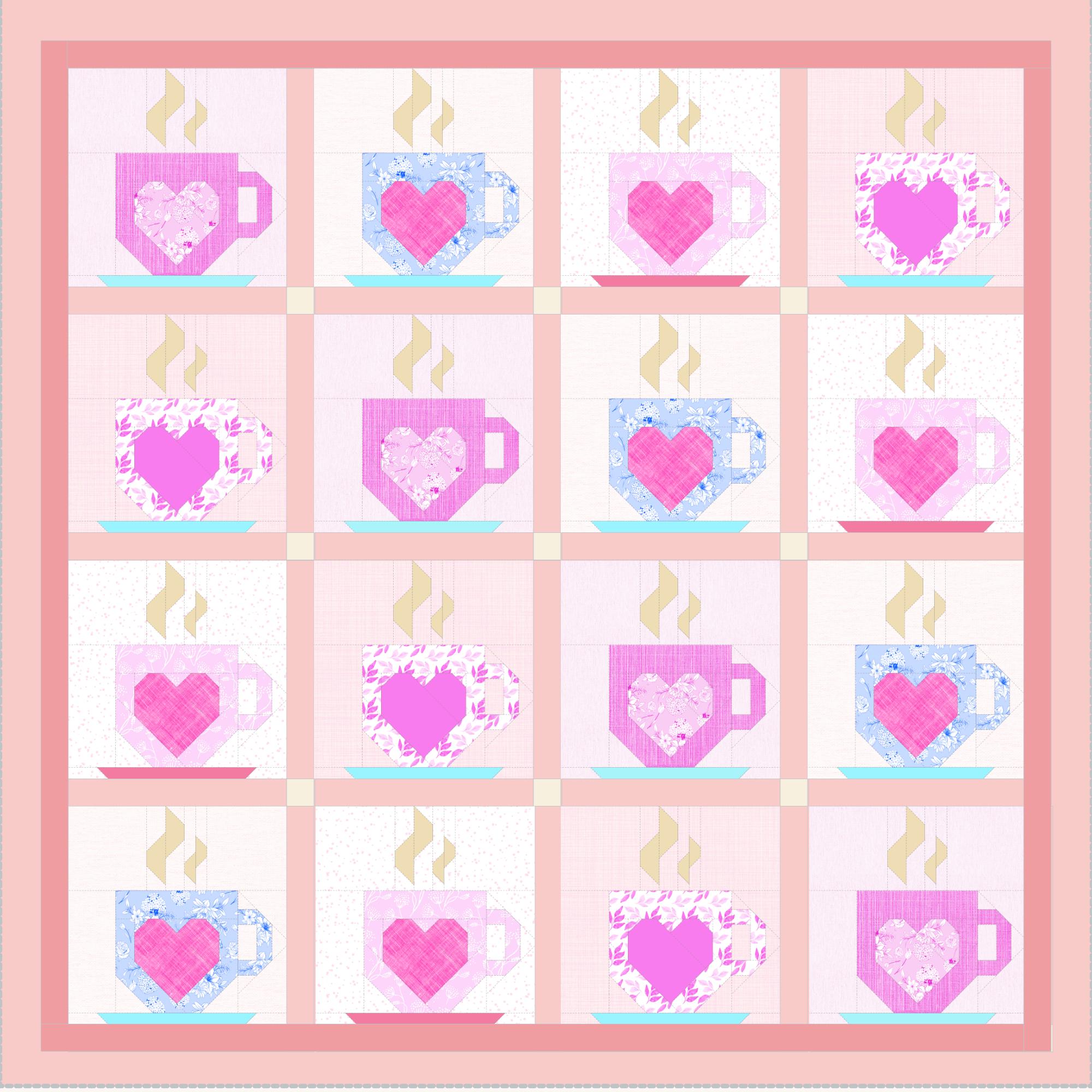 Coffee Cup Quilt Block Pattern, 4 Sizes Included, FPP, Foundation Paper ...