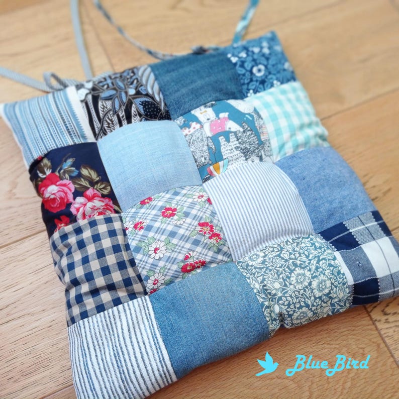 Beginner Seat Pad Sewing Pattern PDF | Scrap Fabric Patchwork Cushion ...