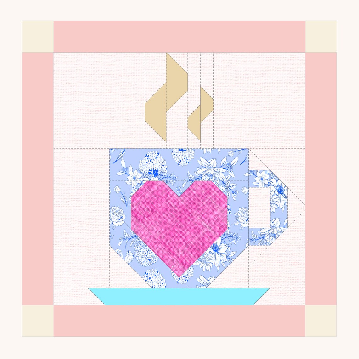 Coffee Cup Quilt Block Pattern, 4 Sizes Included, FPP, Foundation Paper ...