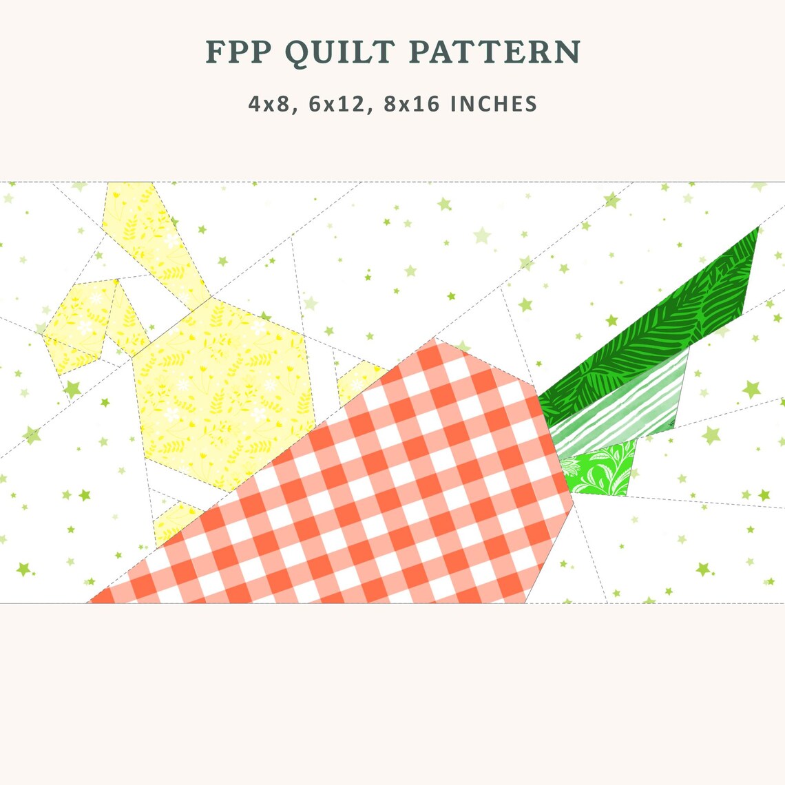 Bunny Rabbit With Carrot Quilt Block Pattern, 3 Sizes Included, FPP ...