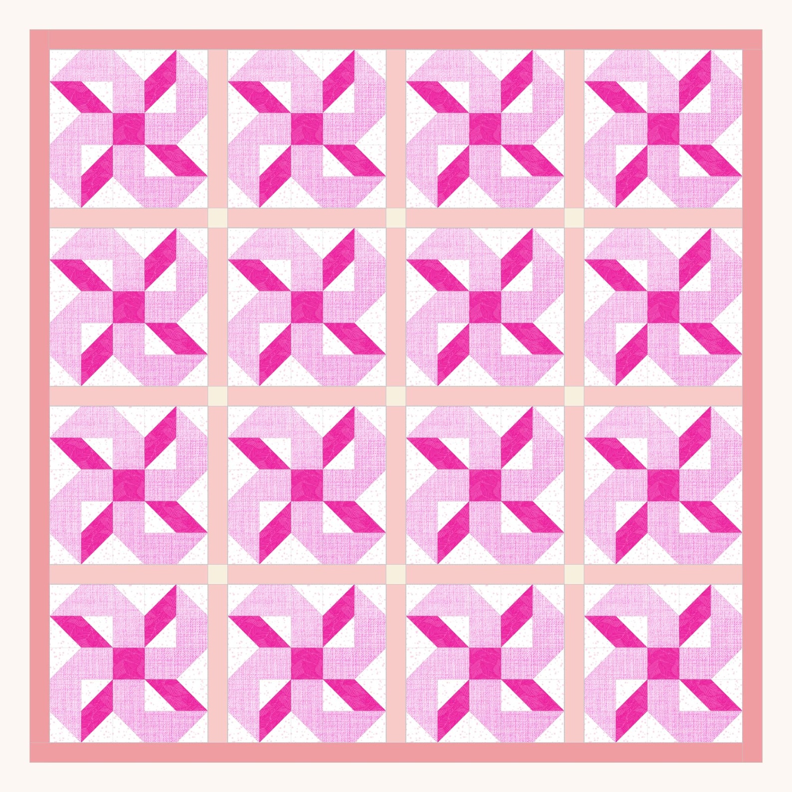 Twisted Ribbon Quilt Block Pattern, 4 Sizes Included, FPP, Foundation ...