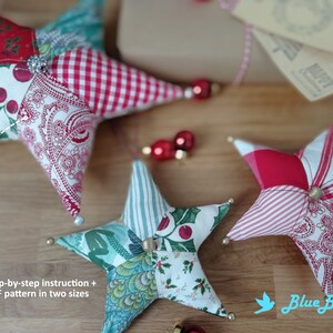 Christmas Tree Star Decoration PDF SEWING PATTERN in Two Sizes With ...