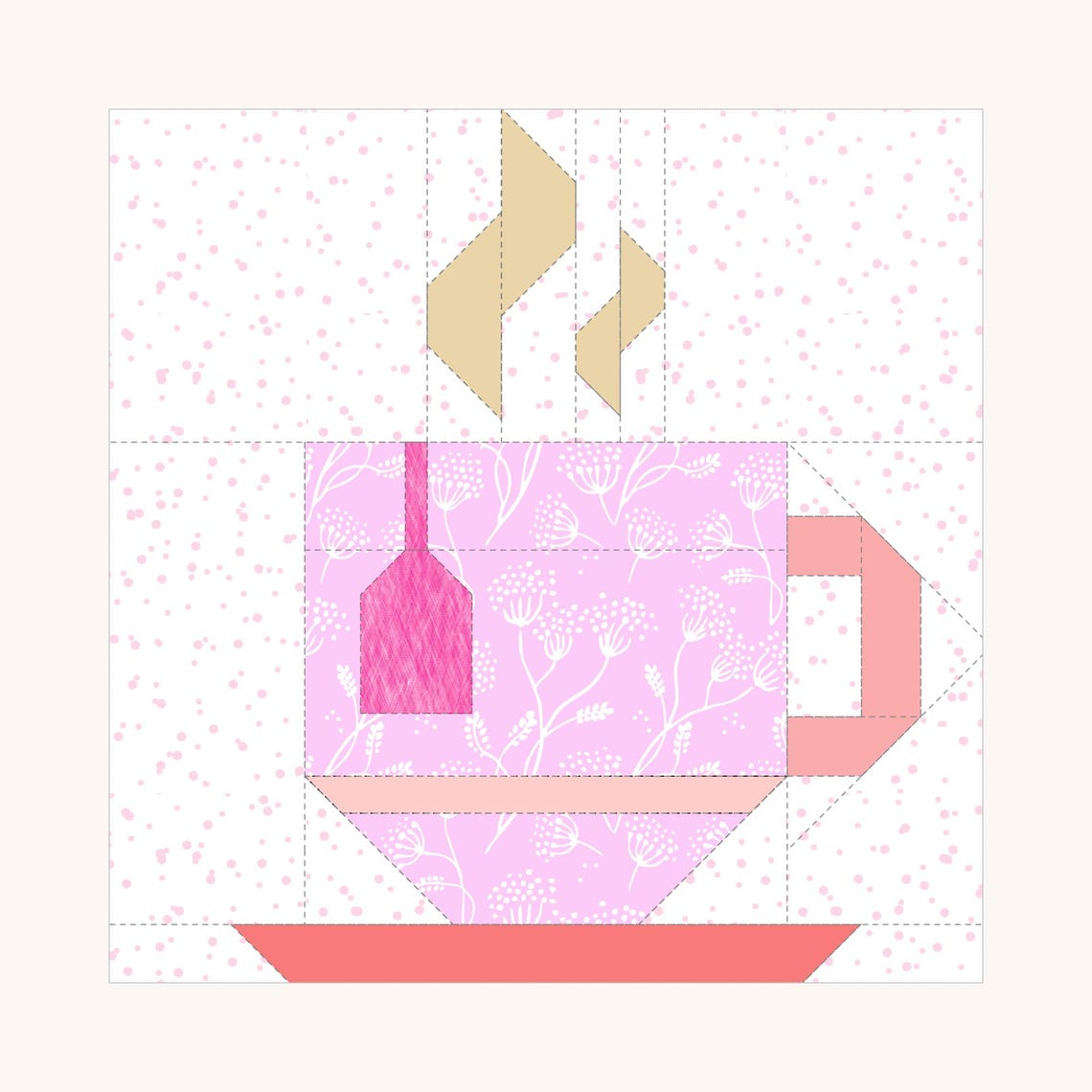 Teacup With Teabag Quilt Block Pattern, 4 Sizes Included, FPP ...