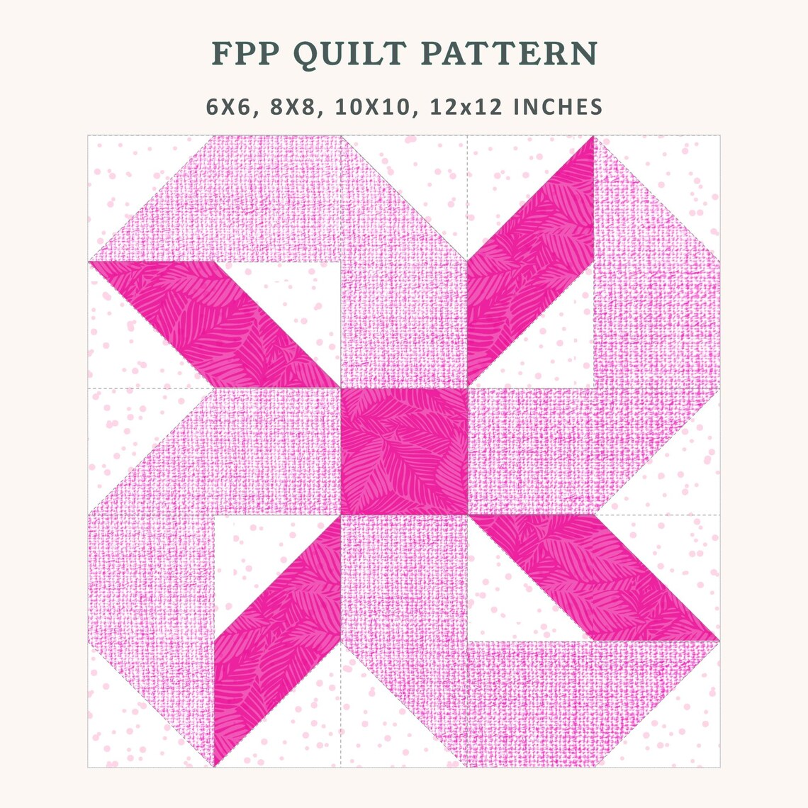 Twisted Ribbon Quilt Block Pattern, 4 Sizes Included, FPP, Foundation ...