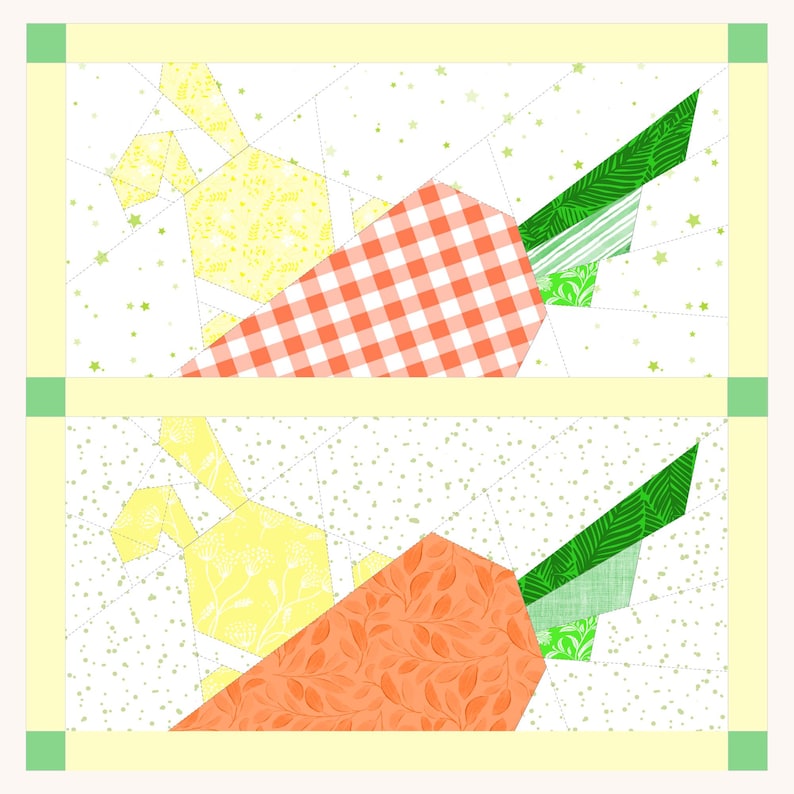 Bunny Rabbit With Carrot Quilt Block Pattern, 3 Sizes Included, FPP ...