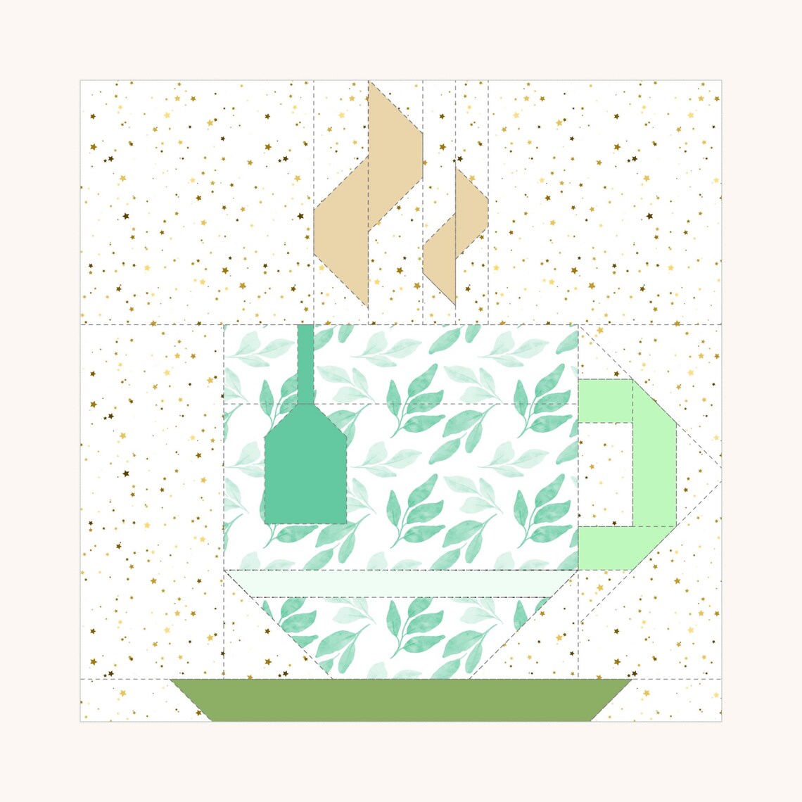 Teacup With Teabag Quilt Block Pattern, 4 Sizes Included, FPP ...
