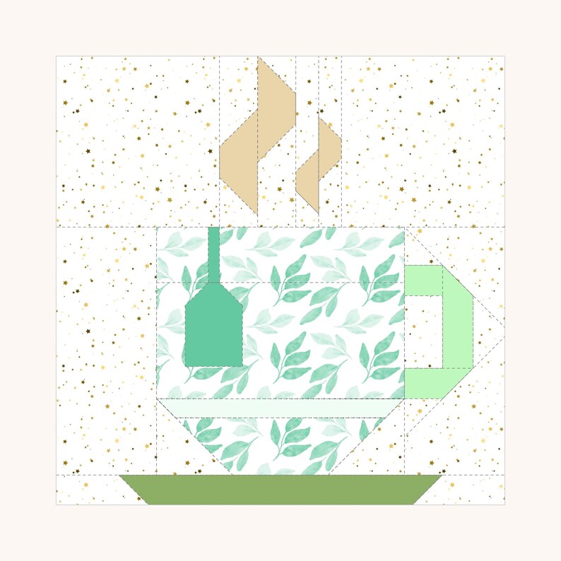 Teacup With Teabag Quilt Block Pattern, 4 Sizes Included, FPP ...