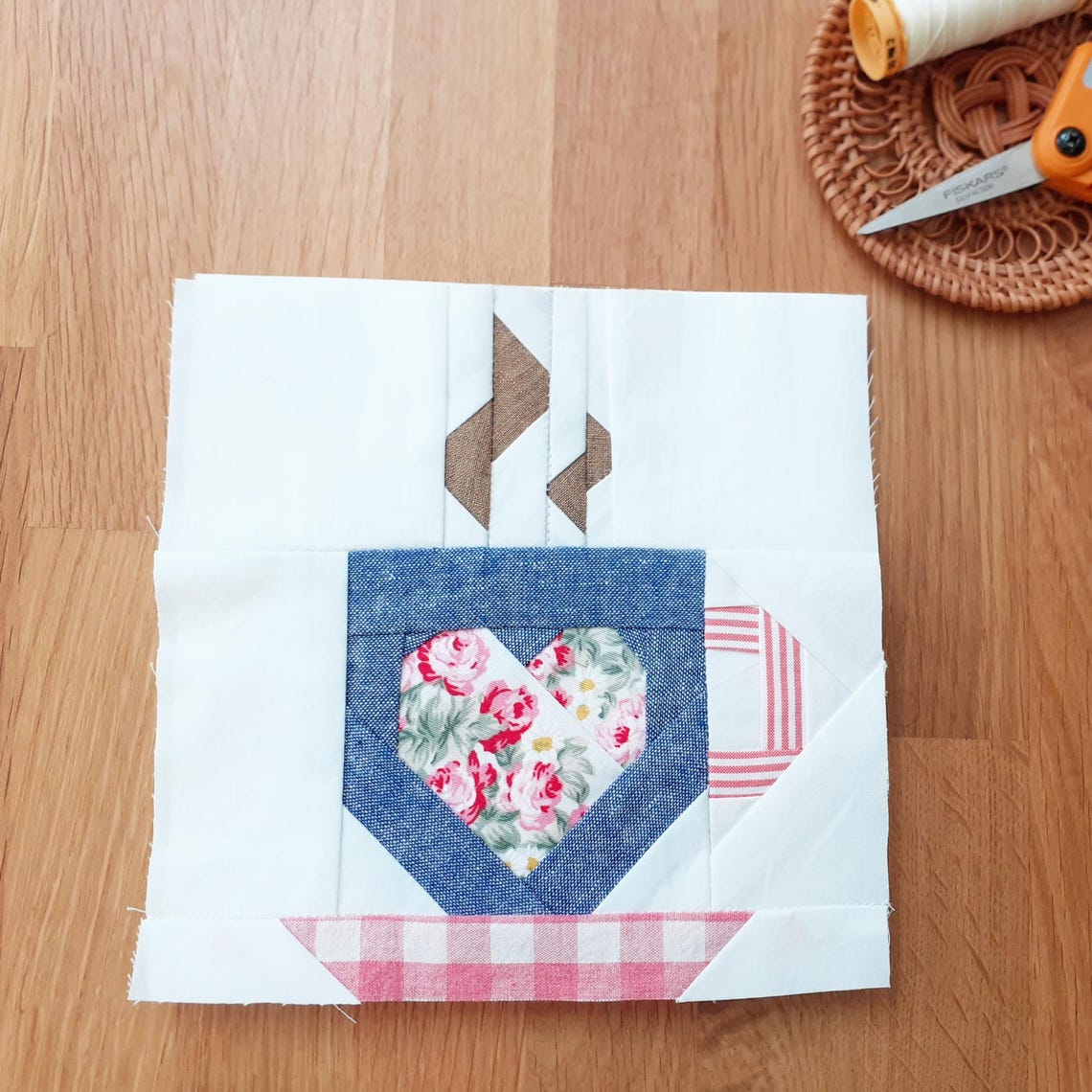 Coffee Cup Quilt Block Pattern, 4 Sizes Included, FPP, Foundation Paper ...