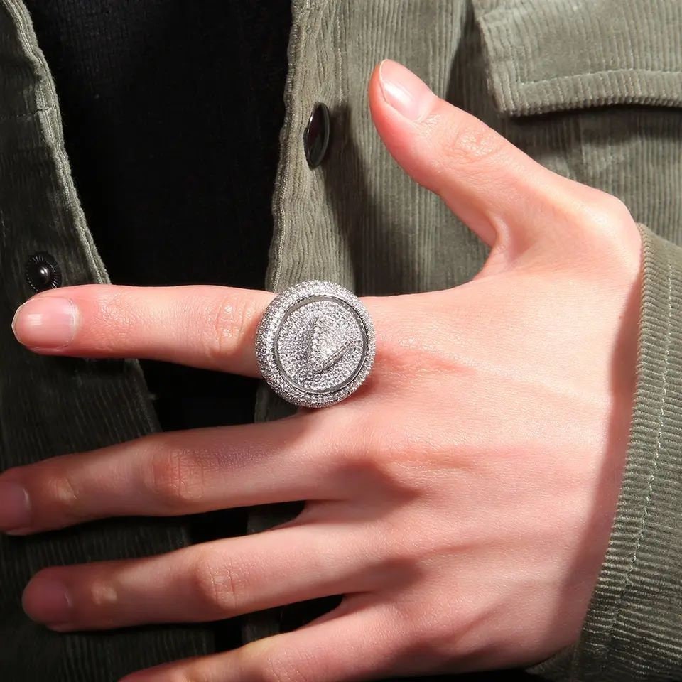 Buy Full Iced Out Diamond Ring for Rappers, Moissanite Diamond Ring for ...