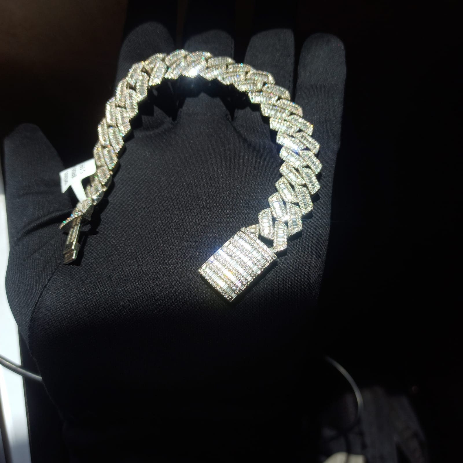Ice Out Cuban Link Bracelet 15MM VVS Moissanite Baguette Diamond Cuban ...