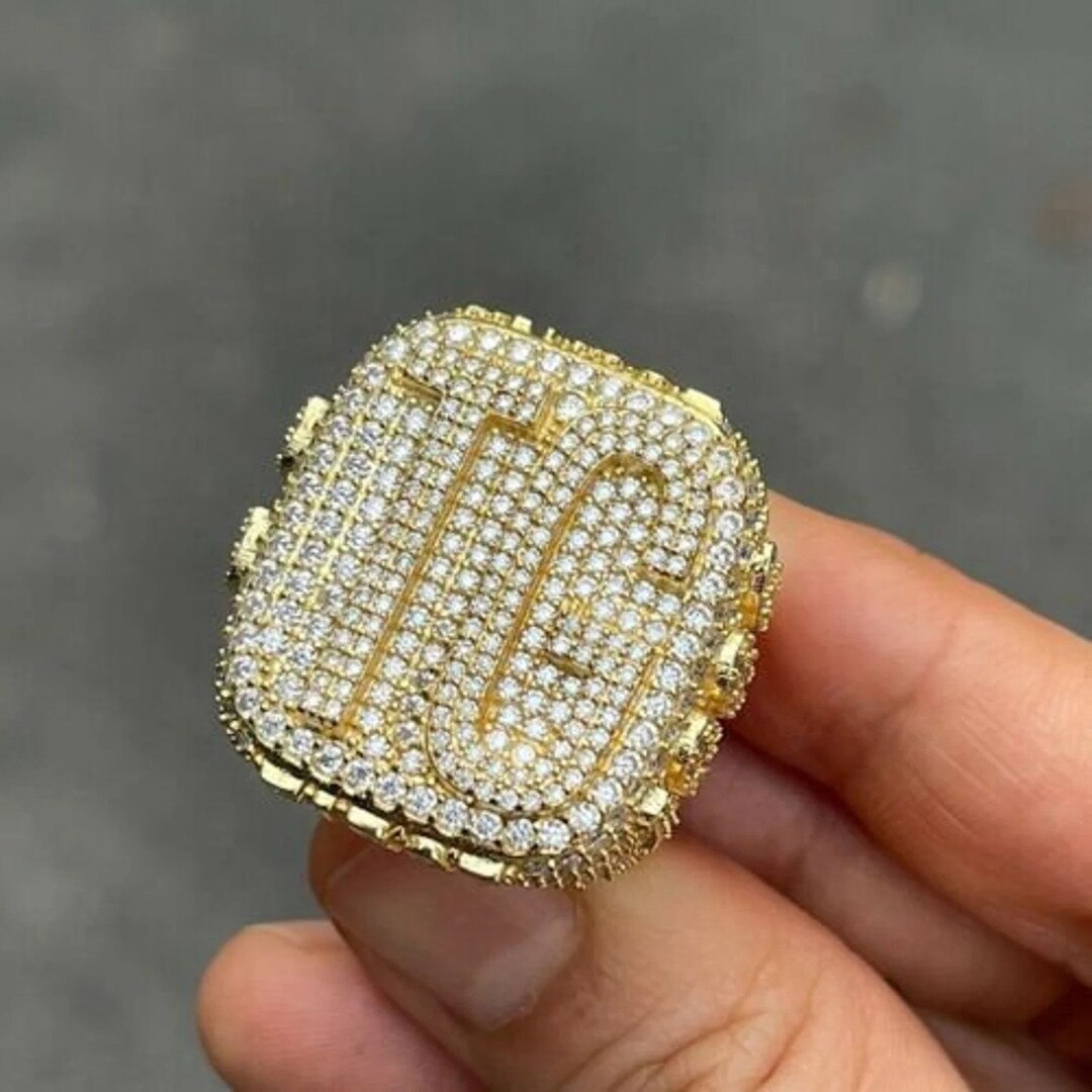 Iced Out Men Moissanite Diamond Champion Ring, VVS Diamond Custom ...