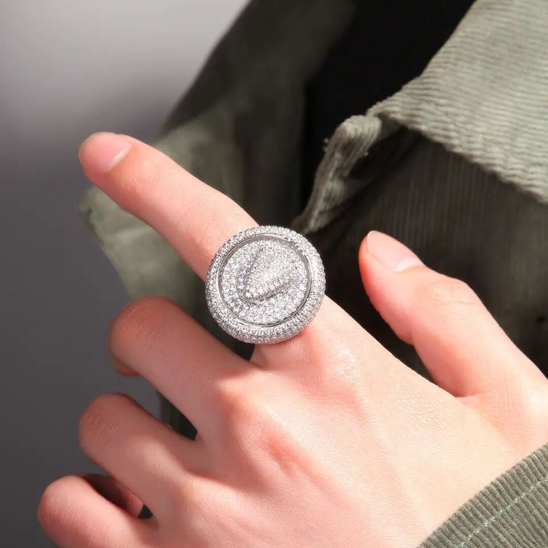 Full Iced Out Diamond Ring for Rappers, Moissanite Diamond Ring for Men ...