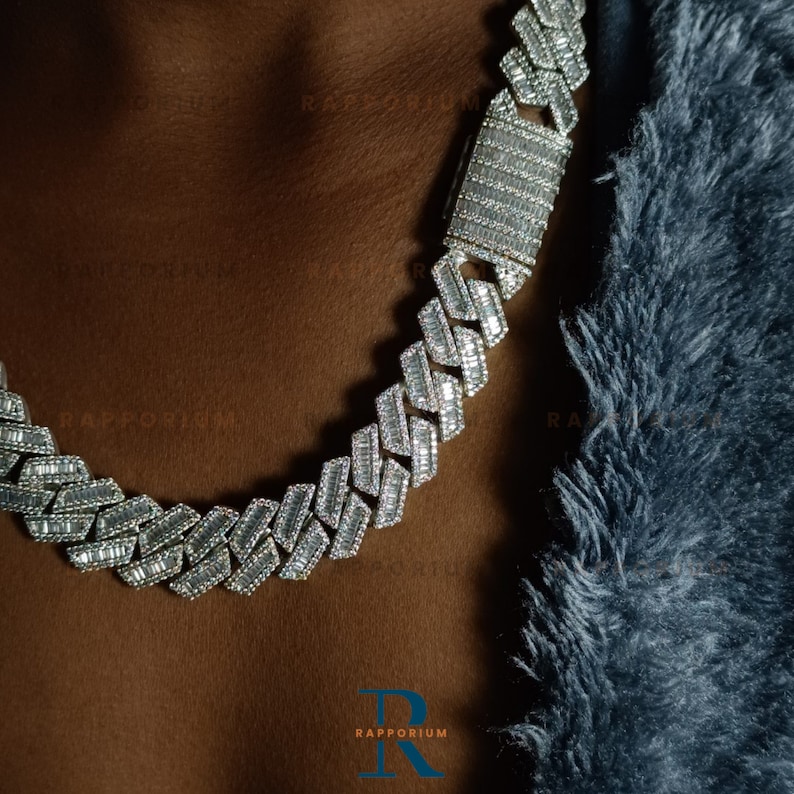 925 Sterling Silver Heavy Iced Out Chain, Moissanite Iced Out Jewelry ...