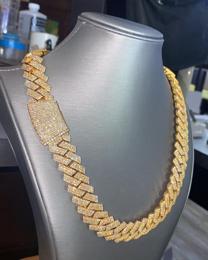 Iced Out Heavy Miami Cuban Link Chain, Sterling Silver Hip Hop Jewelry ...