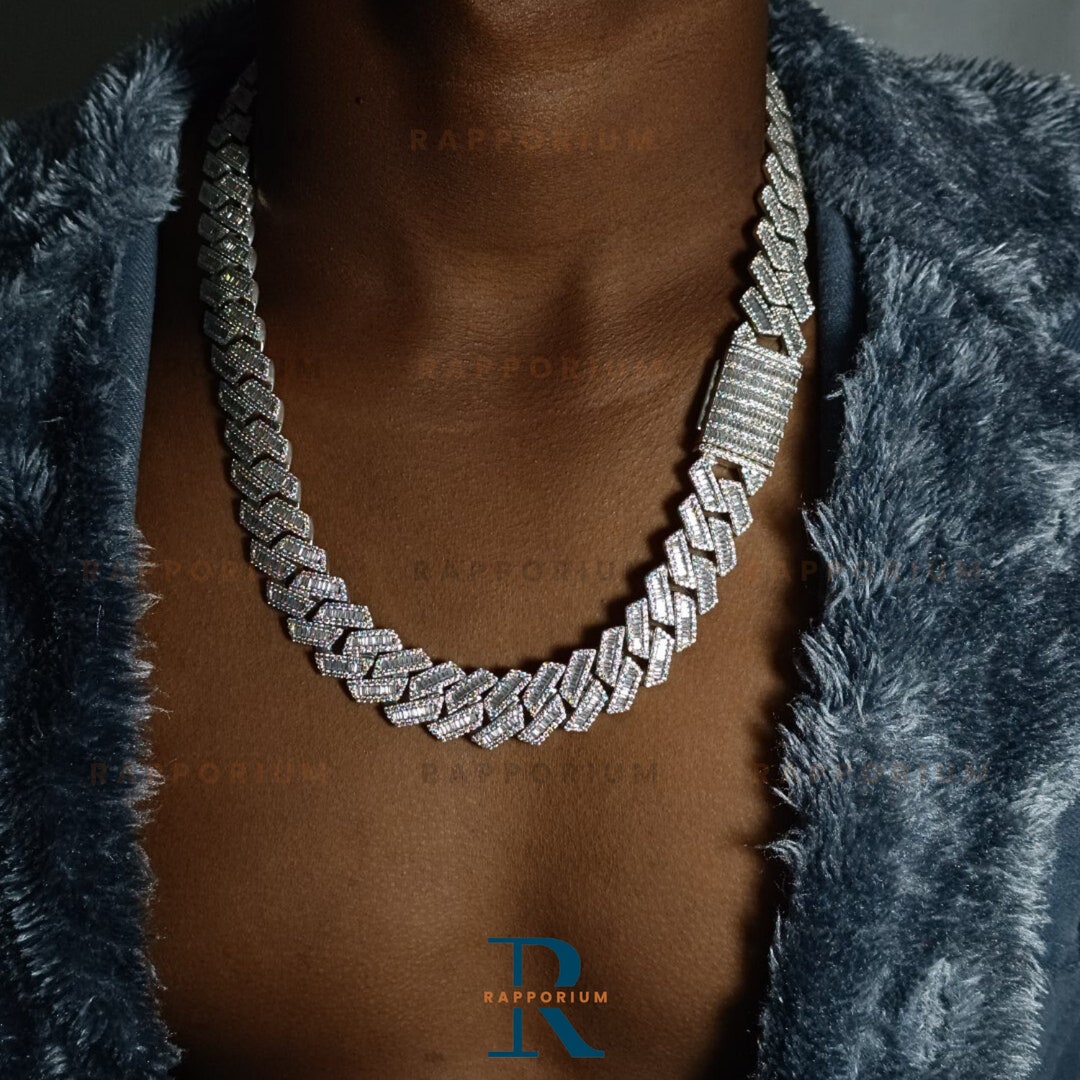 925 Sterling Silver Heavy Iced Out Chain, Moissanite Iced Out Jewelry ...