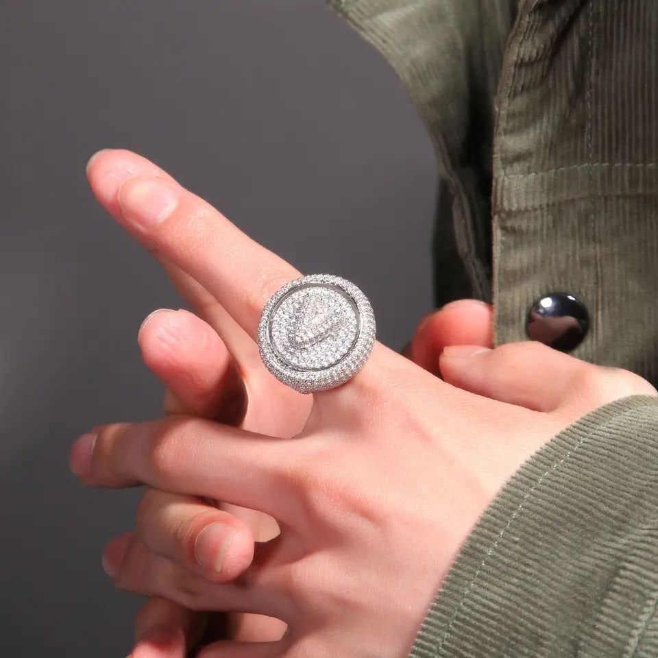 Full Iced Out Diamond Ring for Rappers, Moissanite Diamond Ring for Men ...