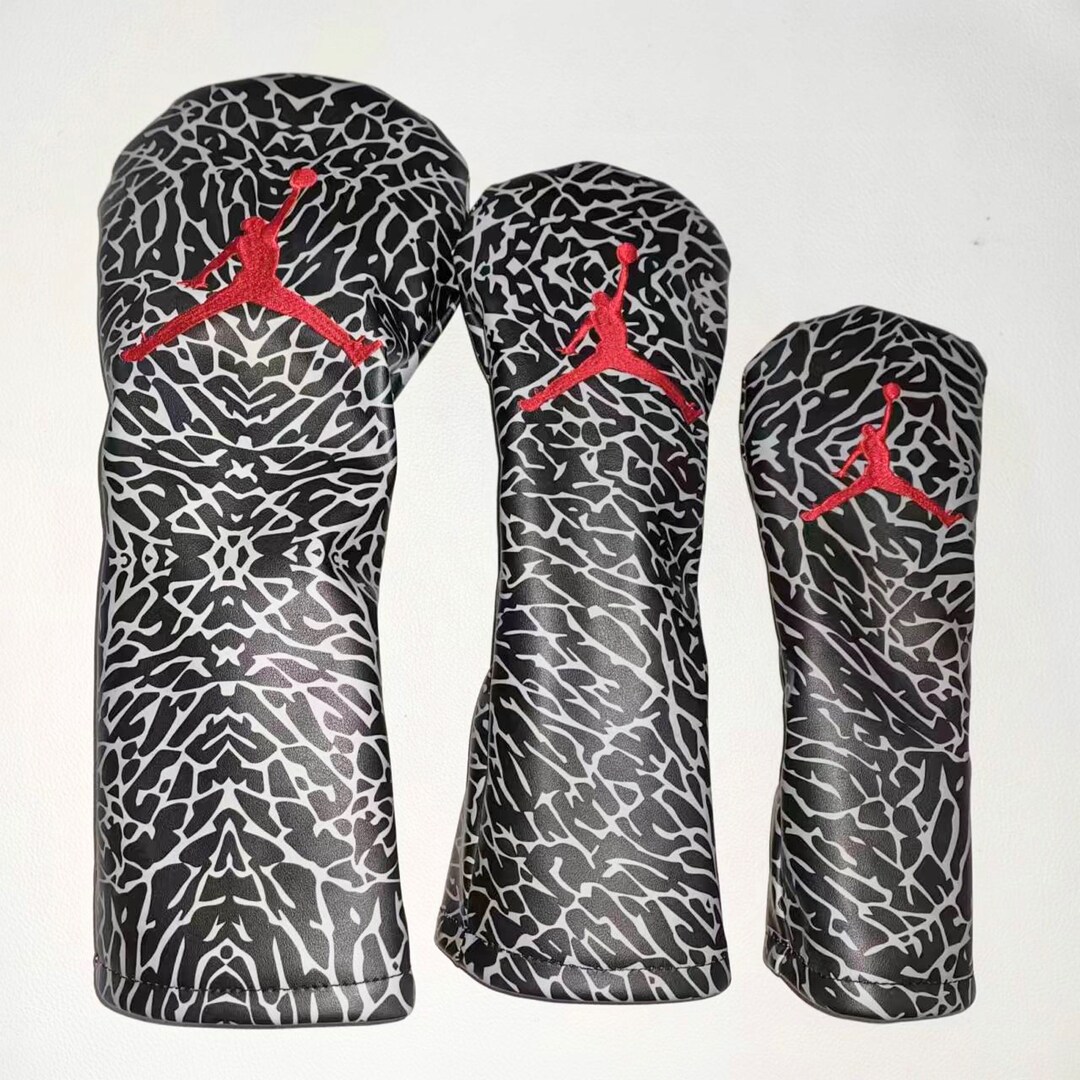 Air Jordan Leather Head Covers Black & Grey Set - Etsy
