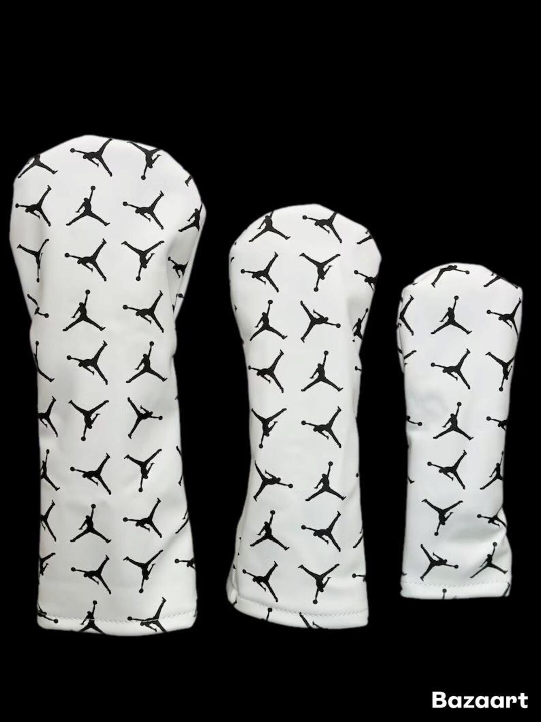 Air Jordan Leather Head Covers White/black Jumpman Print - Etsy