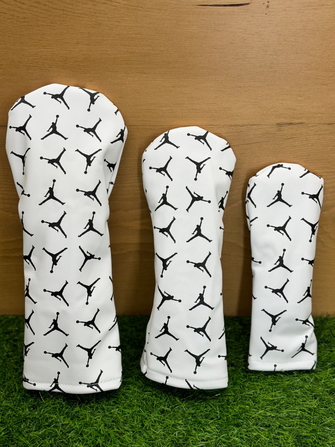 Air Jordan Leather Head Covers White/black Jumpman Print - Etsy