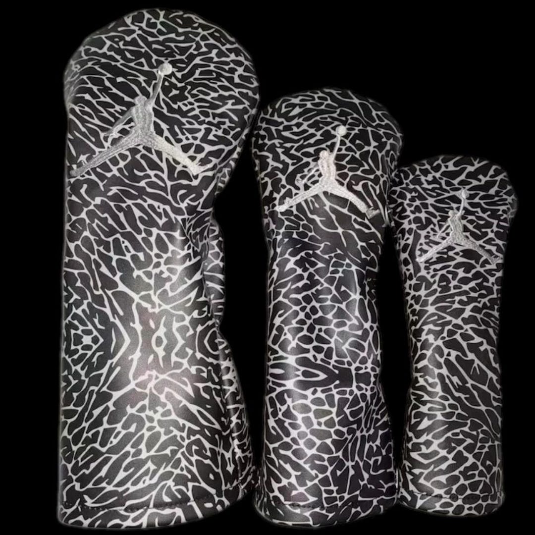 Air Jordan Leather Head Covers Black & Grey Set - Etsy