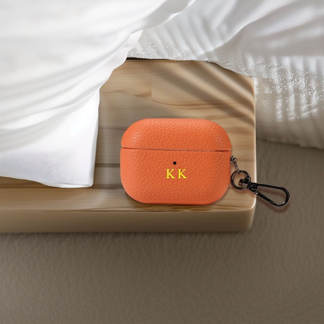 Custom Pebble Leather Airpods Pro 2/1 Case, Personalized Airpods ...