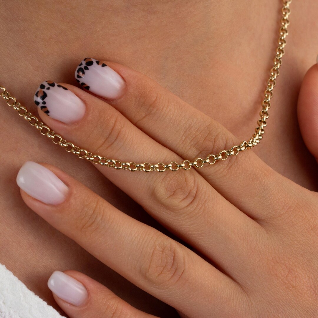 Rolo Link Chain 14K Solid Gold, Thick to Thin Doc Chain, Christmas Gift ...