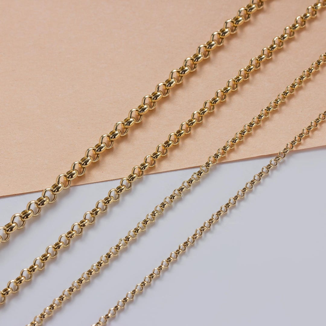 Rolo Link Chain Bracelet, Rolo Doc Chain 14K Solid Gold Bracelet ...