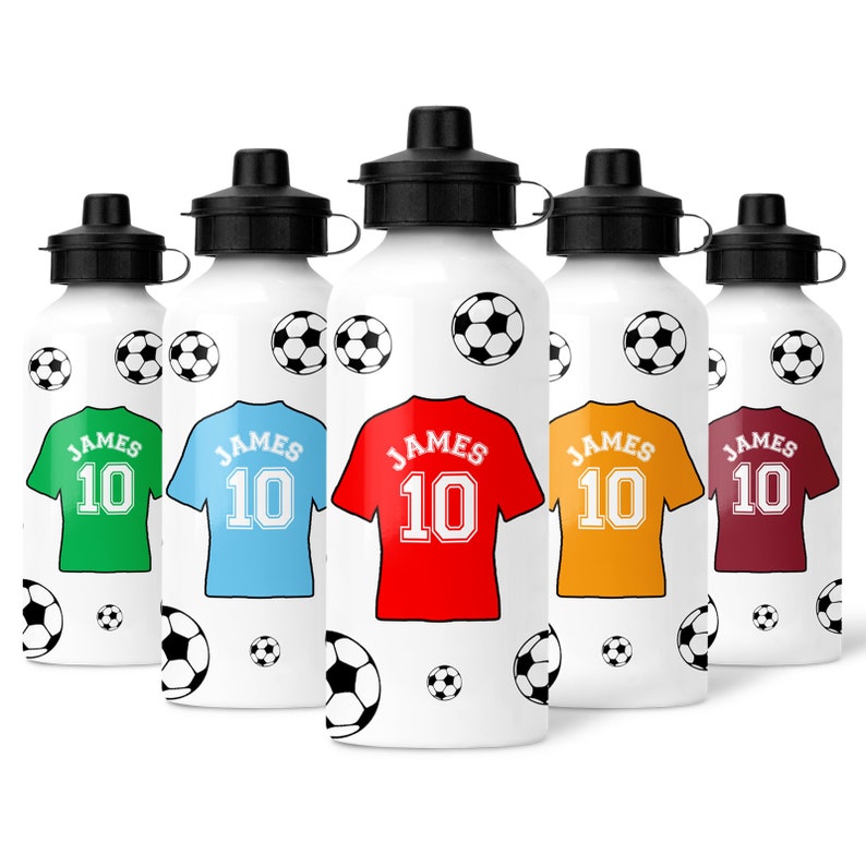 Personalised Football Water Bottle | Shirt | Add Any Name & Colour ...