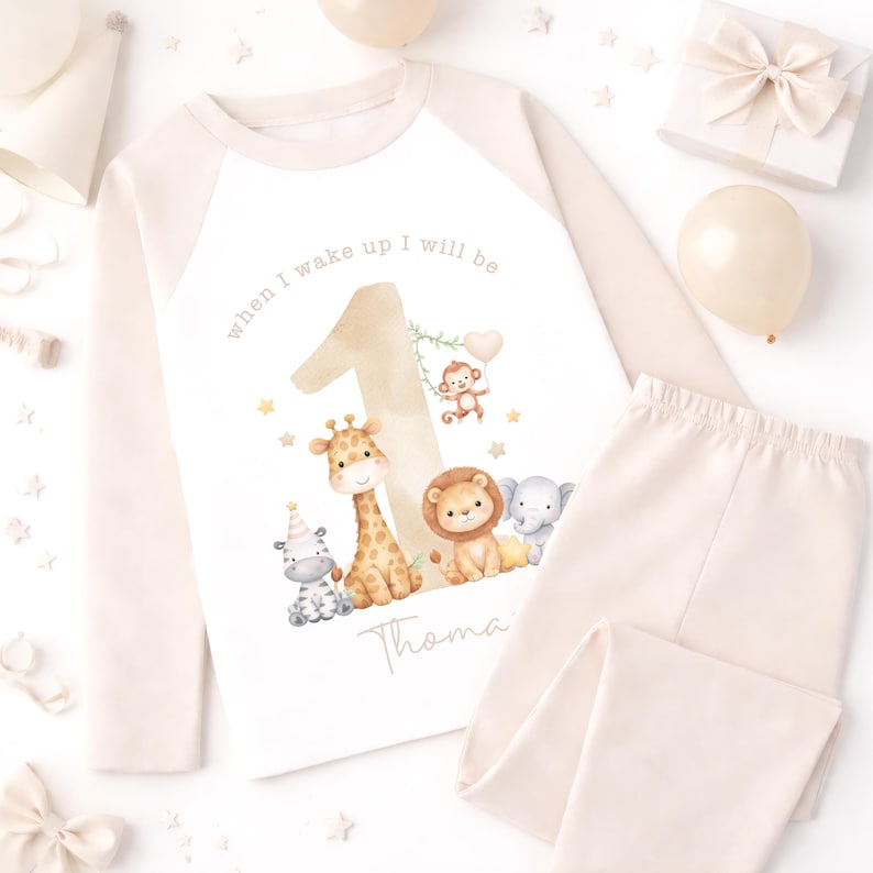 Personalised 1st Birthday Pyjamas, First Bib | When I Wake up I Will Be ...
