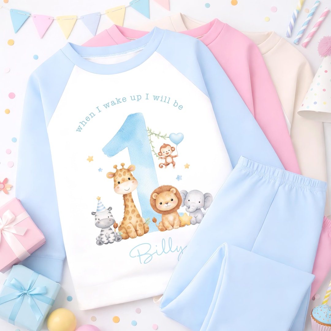 Personalised 1st Birthday Pyjamas, First Bib | When I Wake up I Will Be ...