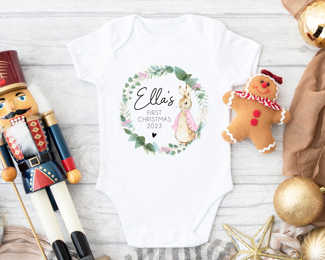Personalised Babys 1st Christmas Baby Grow First Christmas Bib Custom ...