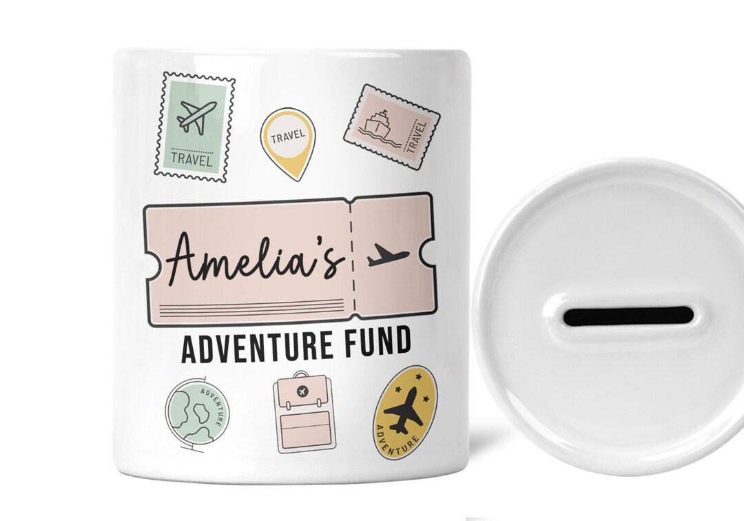 Personalised Adventure Fund Money Box | Add A Name | Ticket Adventure ...