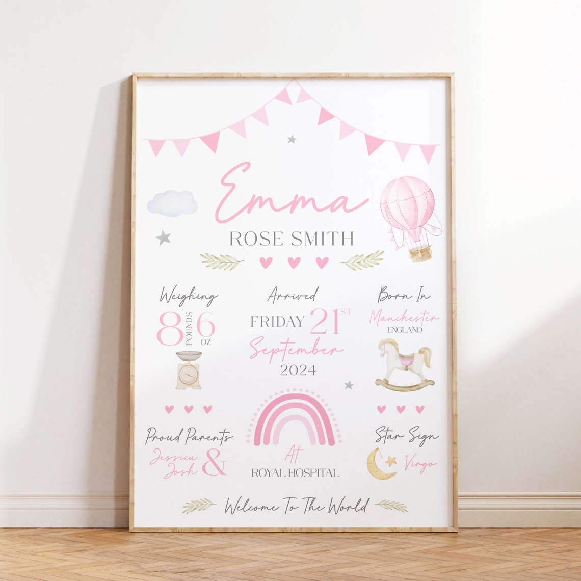 Personalised New Baby Print | Baby Boy Gift, Newborn Gift | New Baby ...
