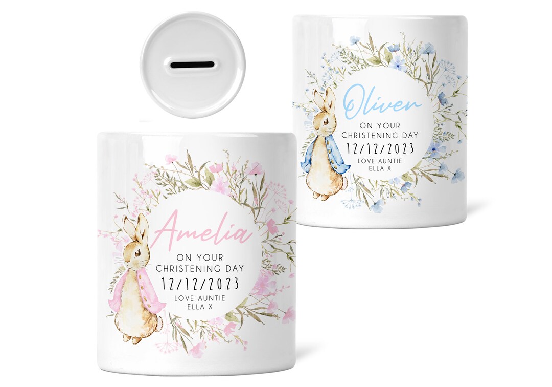 Personalised Christening Gift | Pink or Blue | Add A Name, Date ...