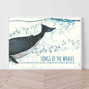 Whale Song Poster With Music Notes and Bubbles Ocean Wall Art Poster ...