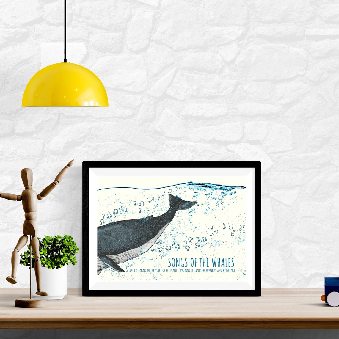 Whale Song Poster With Music Notes and Bubbles Ocean Wall Art Poster ...