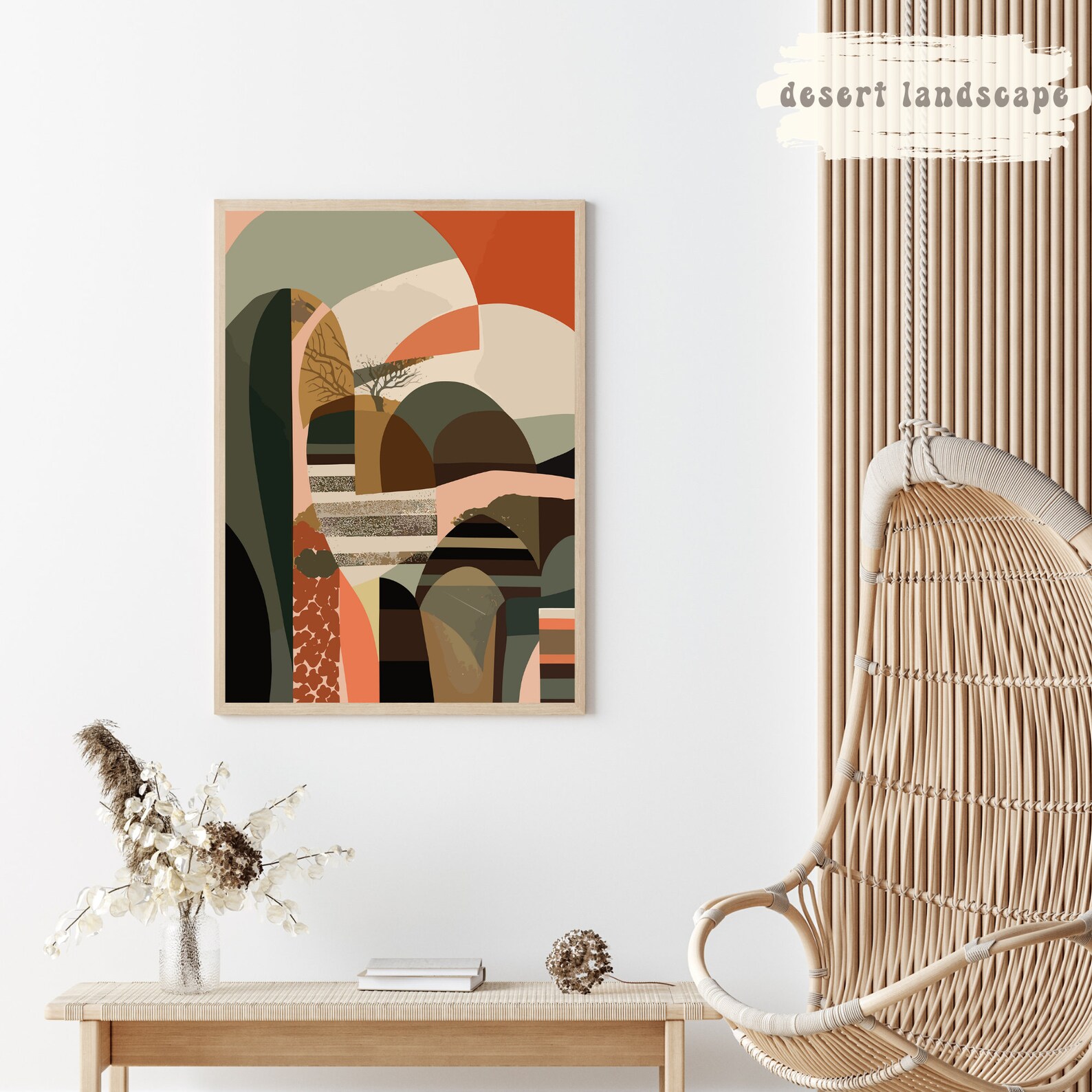 Boho Wall Art Set of 3 Boho Landscape Print Boho Abstract Wall Art ...