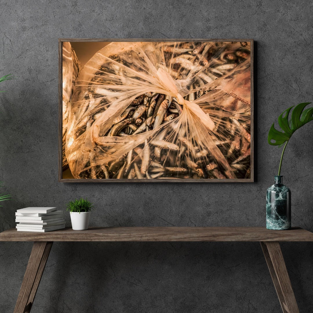 Sepia Color Fish in Plastic Bag Wall Art Poster Warm Color Poster Fish ...