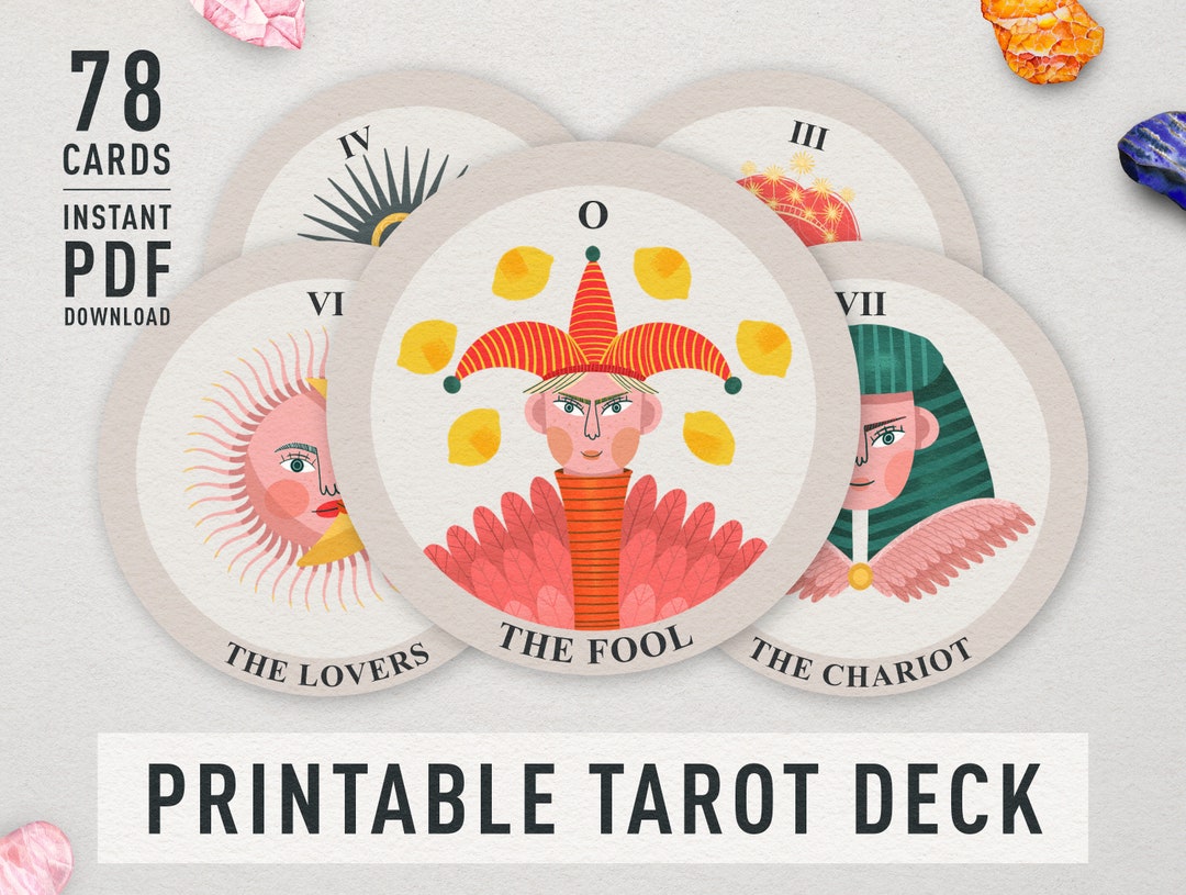Printable Round Tarot Cards High-res 78-card Tarot Deck - Etsy